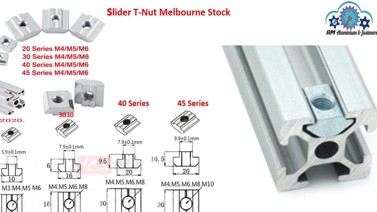 Pack of 20 Pcs M5, 40 Sliding T-Nut - RM Aluminium and Fasteners