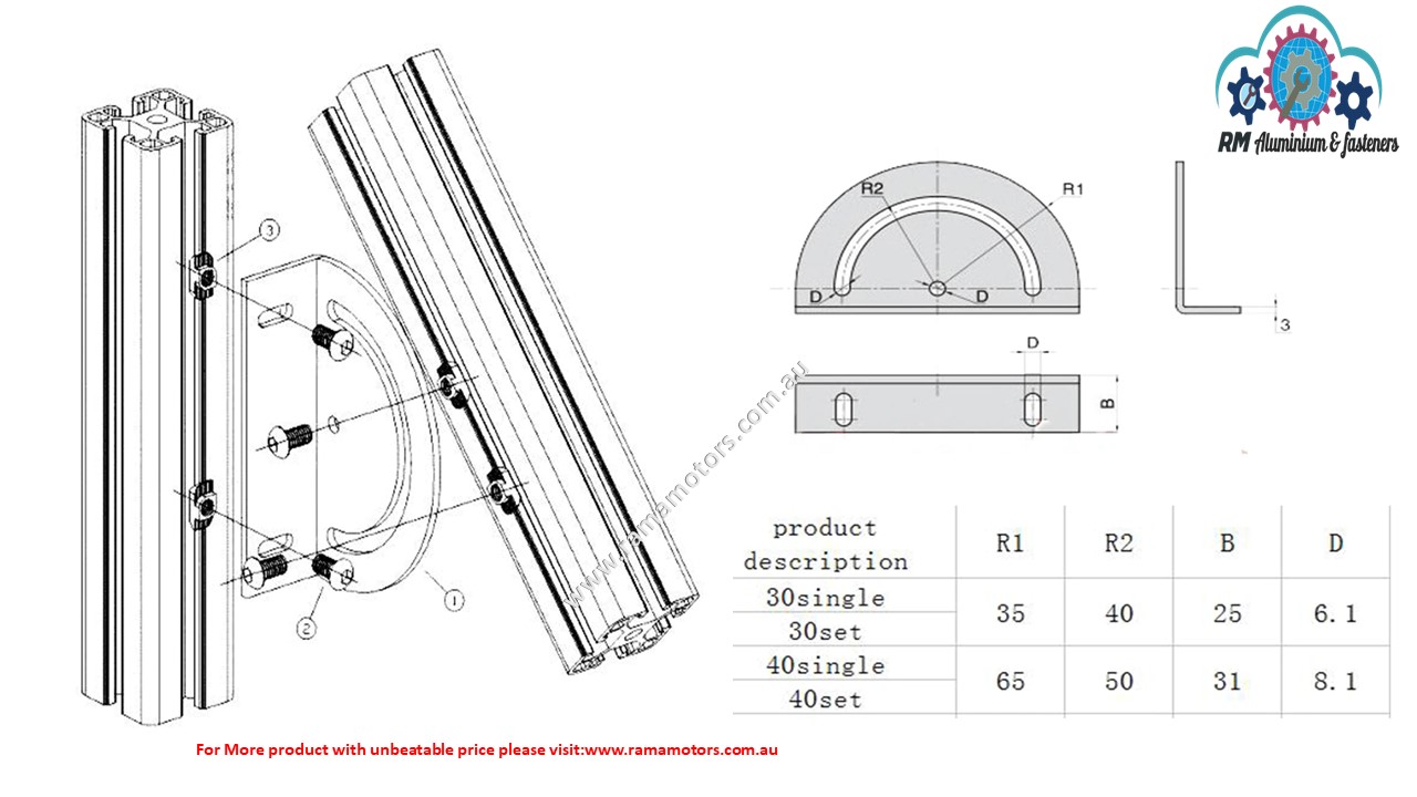 30 series free adjust steel connect plate - RM Aluminium and Fasteners