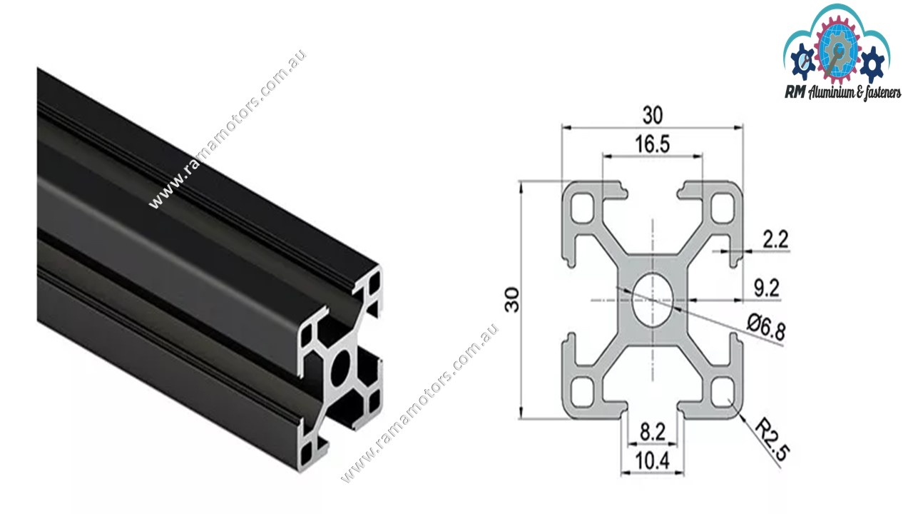 30×30 Black ALUMINIUM T-SLOT FRAME PROFILE EXTRUSION SYSTEM 3030 CNC ...