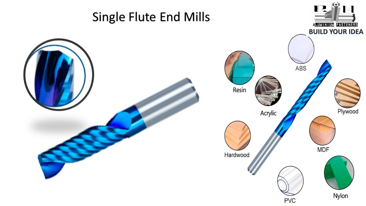 3.175 Shank Single Flute CNC Router Bit Tungsten Carbide Spiral End ...